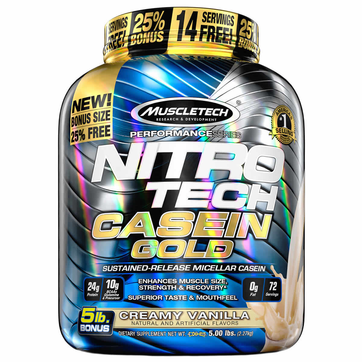 Muscletech Performance Series Nitro Tech Casein Gold Protein Powder - 5 ...